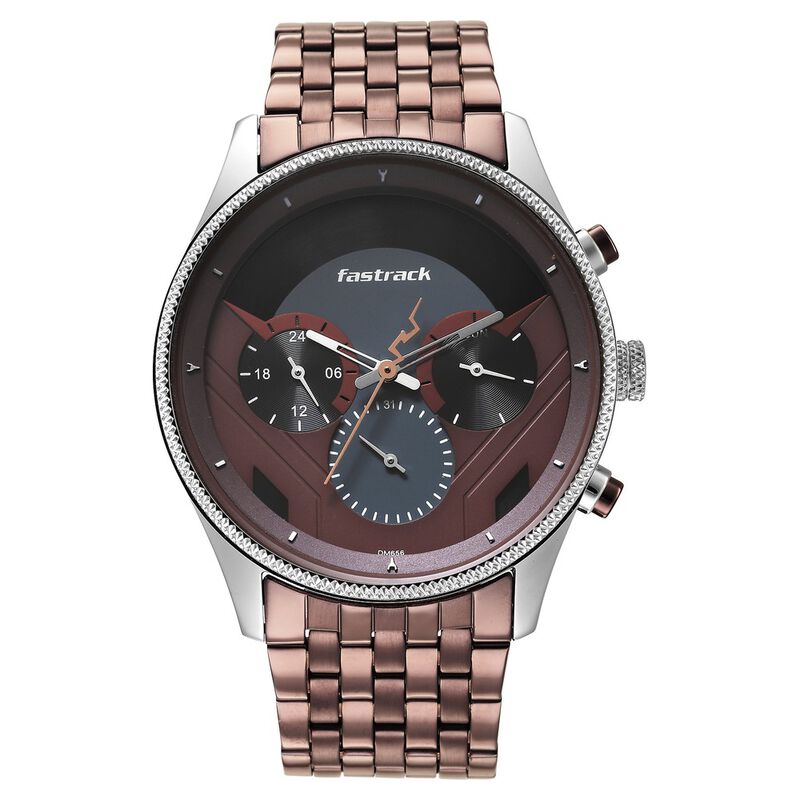 Buy Online Fastrack Thor Quartz Multifunction Red Dial Metal Strap ...