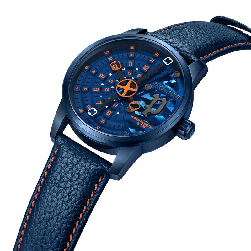 Buy Online Police Quartz Analog Blue dial Leather Strap Watch for Men ...