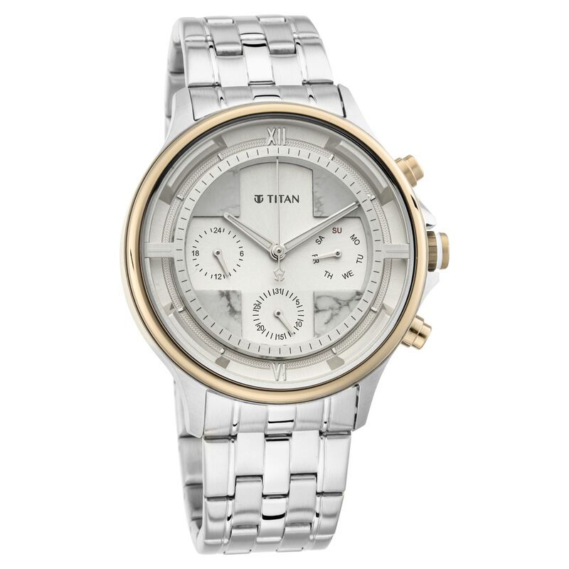 Buy Online Titan Grandmaster White Dial Quartz Multifunction Stainless ...