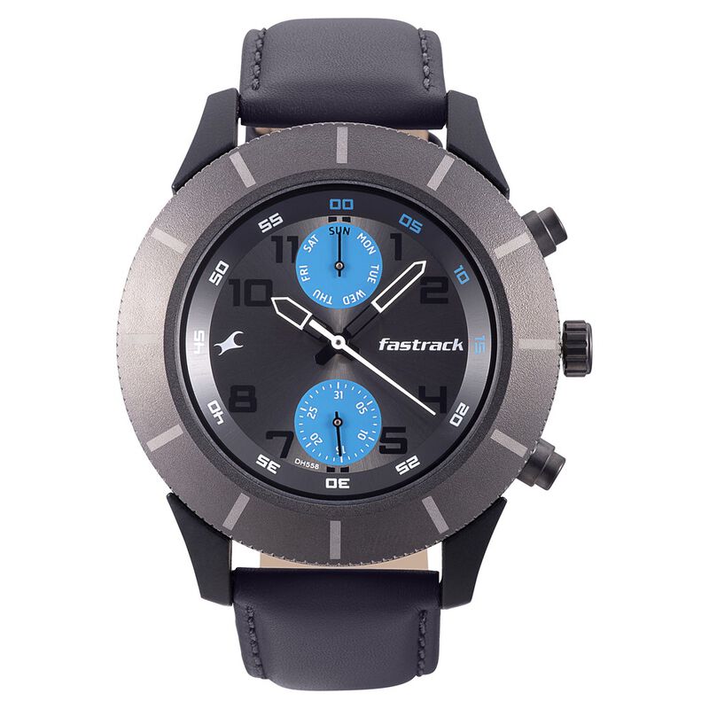 Buy Online Fastrack Modular Quartz Analog Anthracite Dial Leather Strap ...