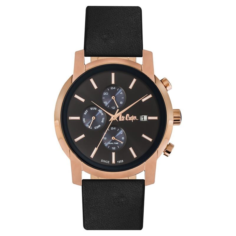 Buy Online Lee Cooper Quartz Analog with Day and Date Black Dial ...