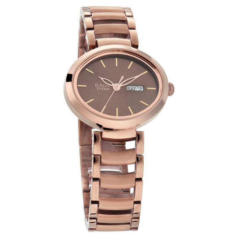 Buy Online Titan Raga Viva Brown Dial Analog with Day and Date Metal ...