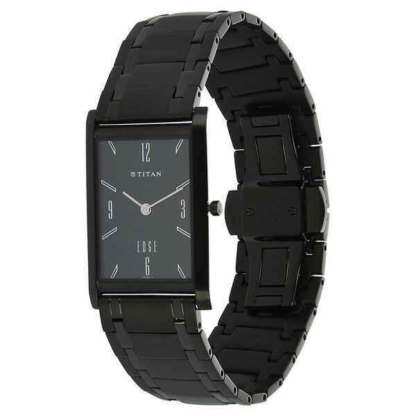 Buy Online Titan Edge Slim Stainless Steel Strap Black Dial Analog ...