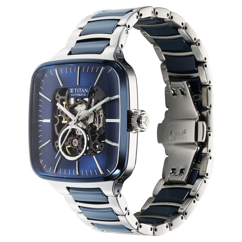 Buy Online Titan Ceramic Fusion Skeleton Automatic Rich Blue Dial Steel ...