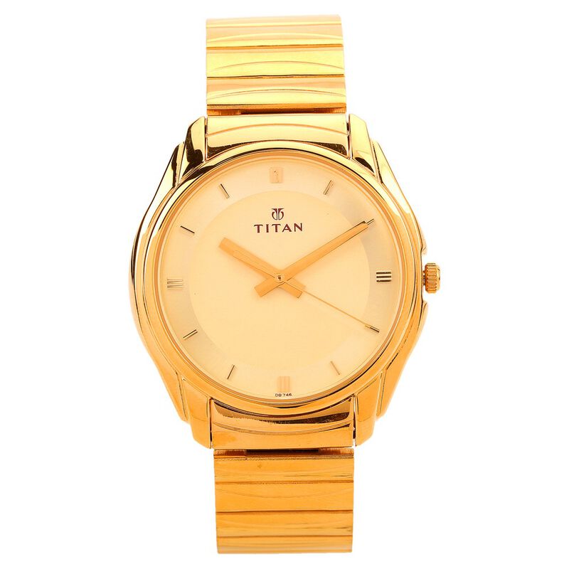 Buy Online Titan Analog Golden Dial Metal Strap watch for Men ...