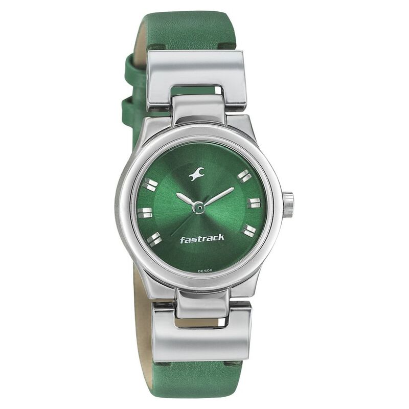 Buy Online Fastrack Quartz Analog Green Dial Leather Strap Watch for ...