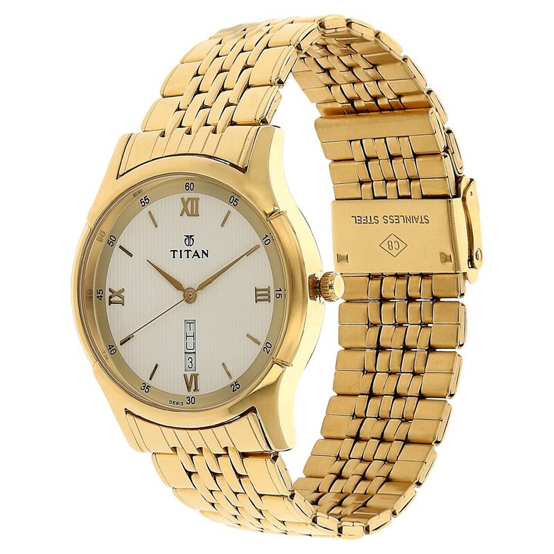Buy Online Titan Quartz Analog with Day and Date Silver Dial Stainless ...