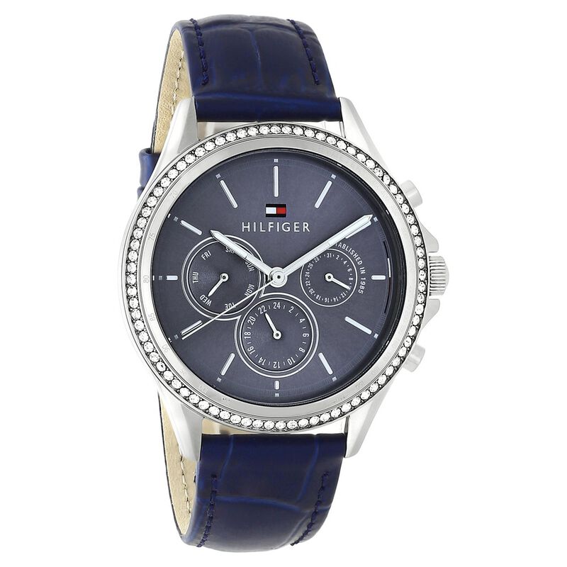 Buy Online Tommy Hilfiger Quartz Analog Blue Dial Leather Strap Watch ...