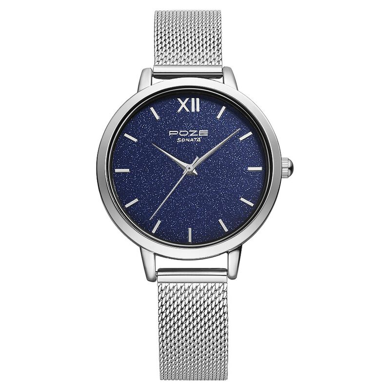 Buy Online Poze by Sonata Quartz Analog Blue Dial Stainless Steel Strap ...