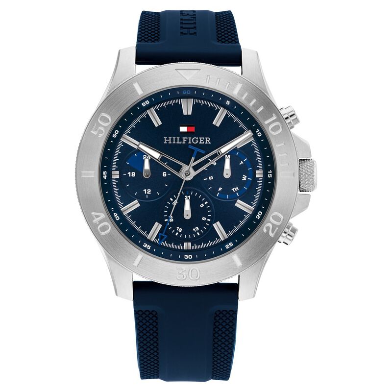 Buy Online Tommy Hilfiger Quartz Multifunction Blue Dial Blue Silicone ...