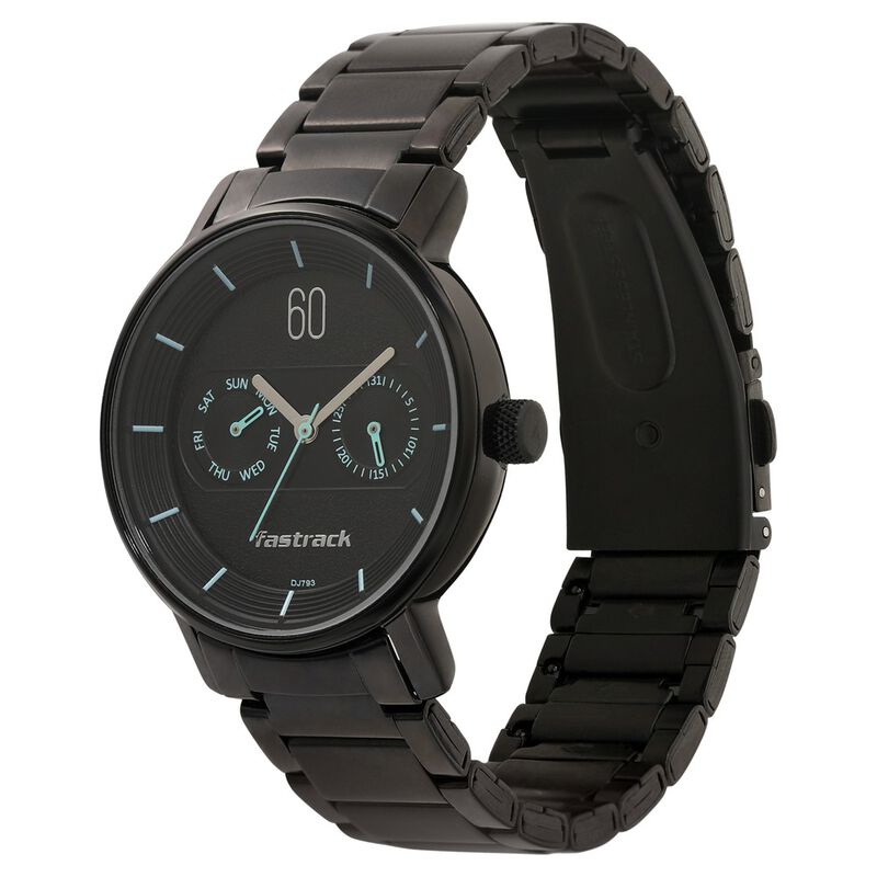 Buy Online Fastrack Go Skate Quartz Analog with Day and Date Black Dial ...