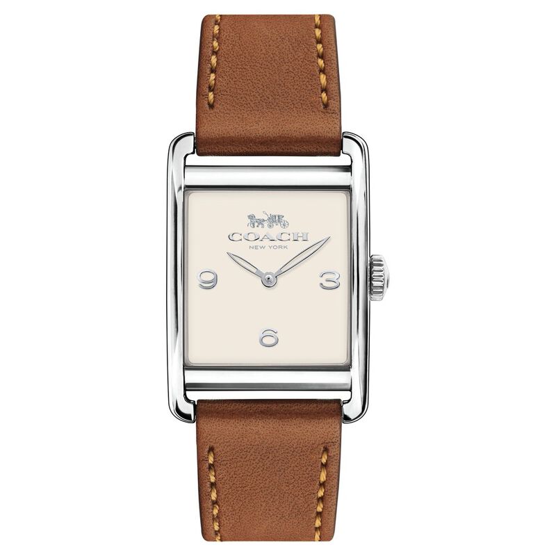Buy Online Coach Quartz Analog Off White Dial Leather Strap Watch for ...