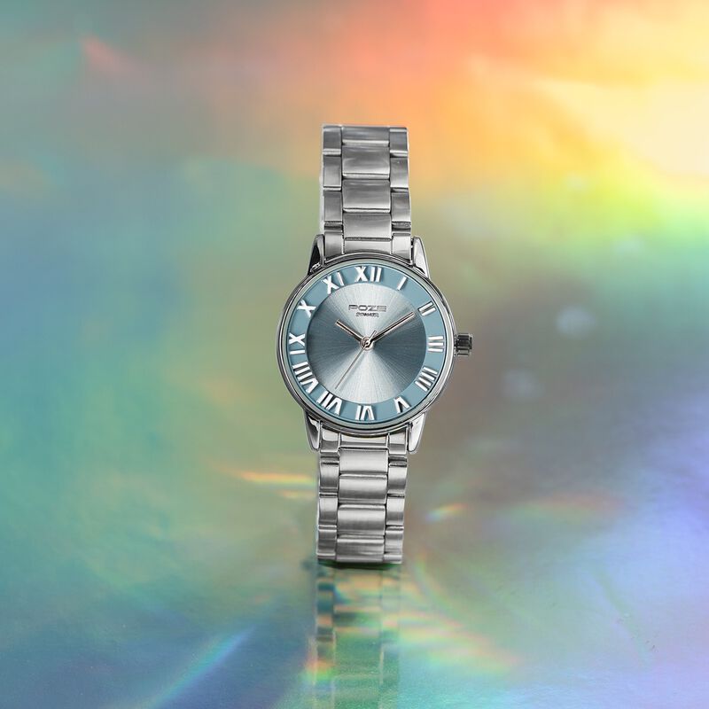 Buy Online Sonata Poze Quartz Analog Blue Dial Silver Metal Strap Watch ...