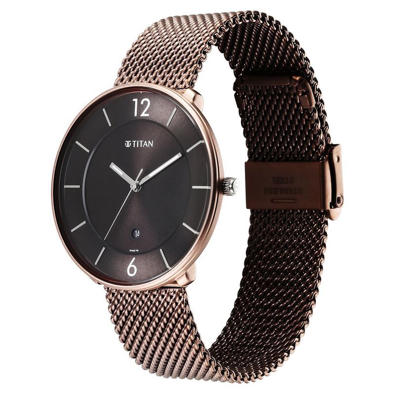 Buy Online Titan Neo Splash Quartz Analog with Date Brown Dial ...
