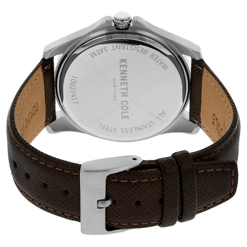Buy Online Kenneth Cole Quartz Analog Grey Dial Leather Strap Watch for ...