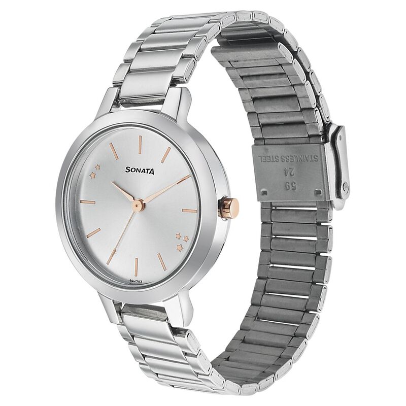 Buy Online Sonata Play Silver Dial Women Watch With Stainless Steel ...