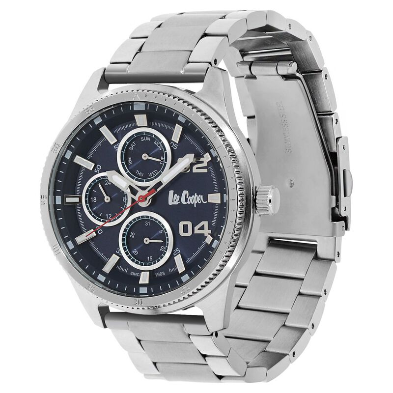 Buy Online Lee Cooper Quartz Multifunction Blue Dial Stainless Steel ...