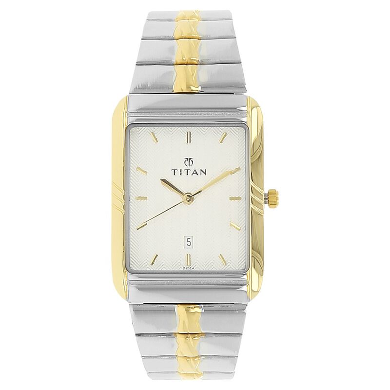 Buy Online Titan Analog with Date Silver Dial Stainless Steel Strap ...