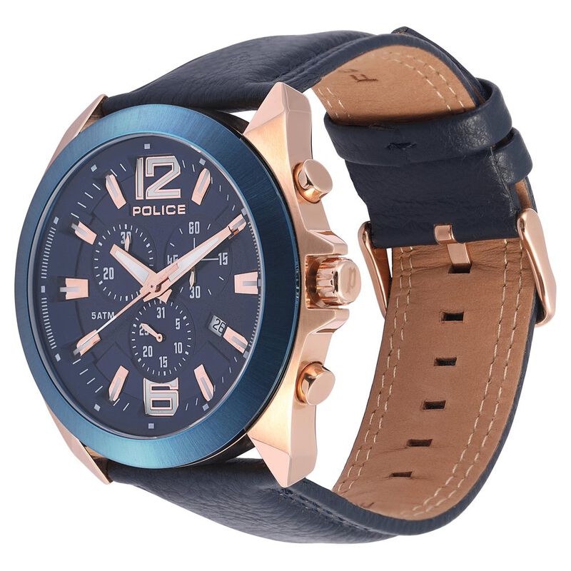 Buy Online Police Quartz Analog Blue Dial Leather Strap Watch for Men ...