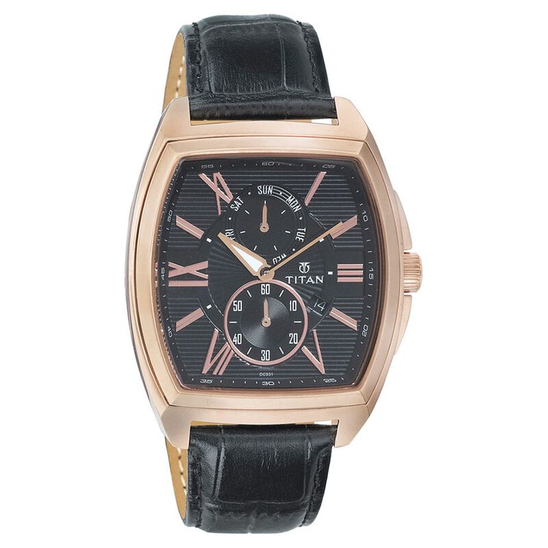 Buy Online Titan Quartz Analog with Day and Date Black Dial Watch for ...
