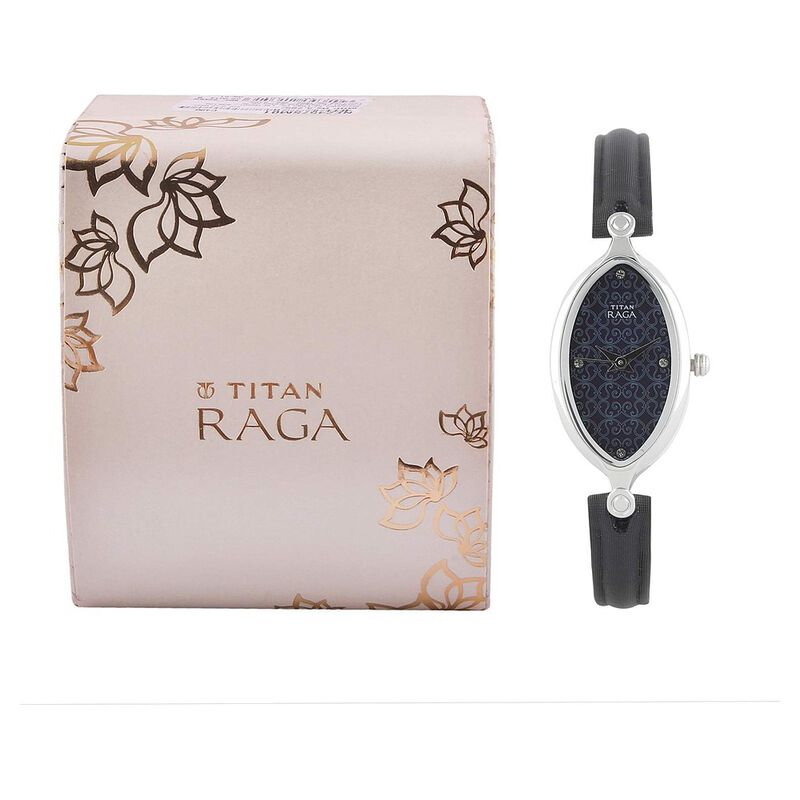 Buy Online Titan Raga Blue Dial Analog Leather Strap watch for Women ...