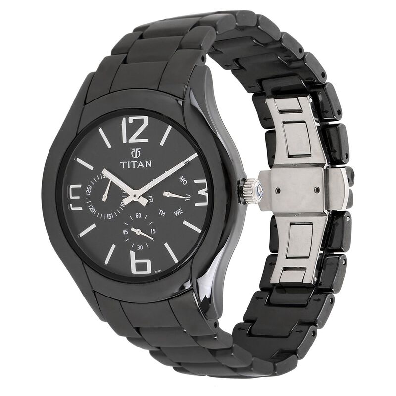 Buy Online Titan Ceramic Black Dial Quartz Multifunction Ceramic Strap ...