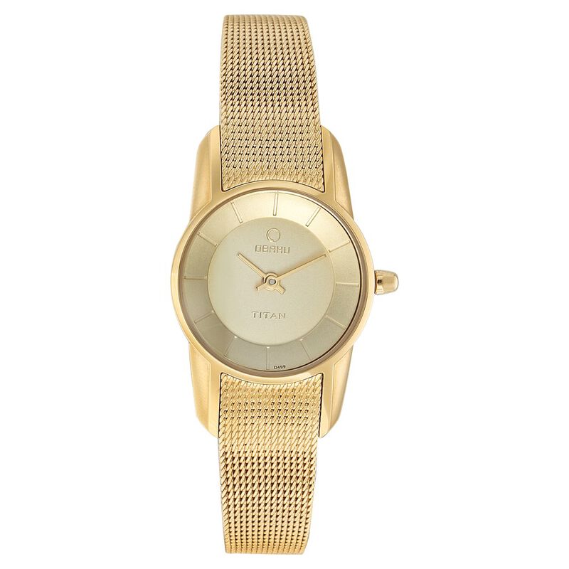 Buy Online Titan Quartz Analog Golden Dial Watch for Women - nb9797ym01 ...