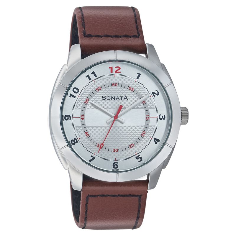 Buy Online Sonata Quartz Analog Silver Dial Strap Watch for Men ...