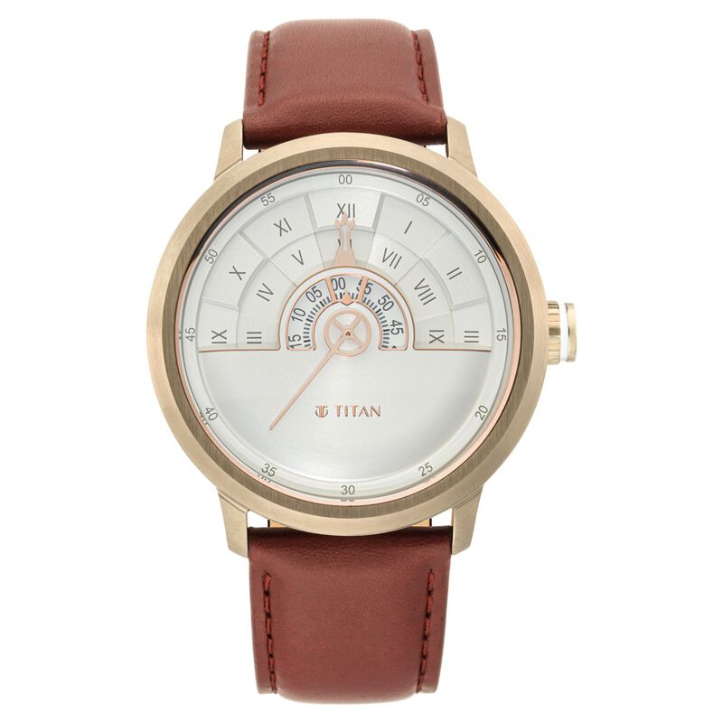 Buy Online Titan Grandmaster White Dial Quartz Analog Leather Strap ...