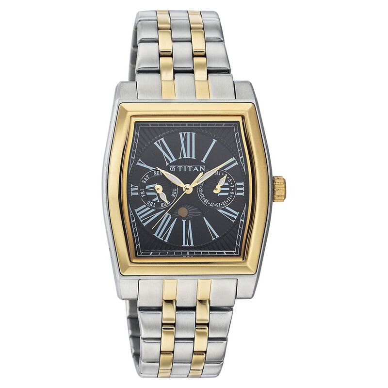 Buy Online Titan Quartz Multifunction with Moon Phase Black Dial Watch ...