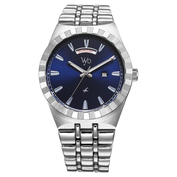 Buy Online Fastrack Vyb Orion Quartz Analog Blue Dial Silver Color ...