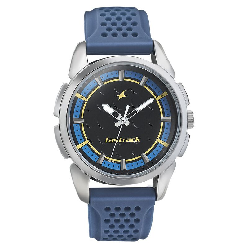 Buy Online Fastrack Sunburn Quartz Analog Black Dial PU Strap Watch for ...