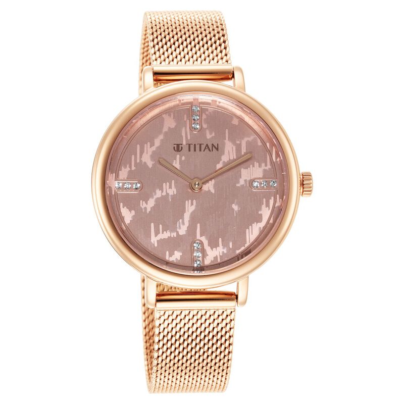 Buy Online Titan Purple Rose Gold Dial Analog Stainless Steel Strap ...