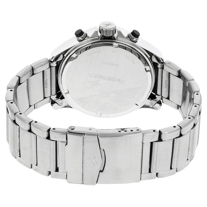 Buy Online Fastrack Big Time Quartz Chronograph Black Dial Metal Strap ...