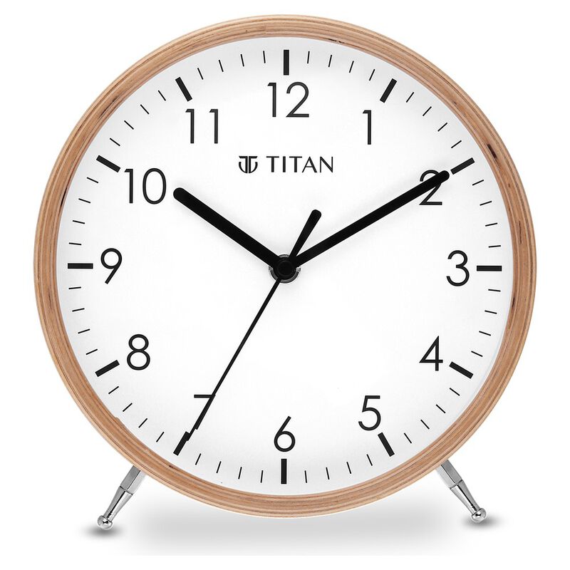 Buy Online Titan Wooden Shelf Clock White Dial with Silent Sweep ...