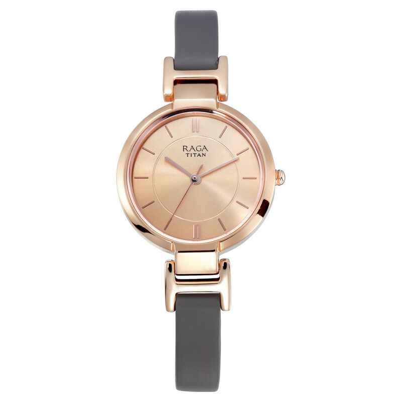 Buy Online Titan Raga Viva Rose Gold Dial Analog Leather Strap watch ...
