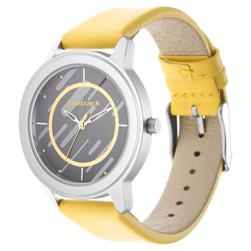 Buy Online Fastrack Wear Your Look Quartz Analog Grey Dial Leather ...