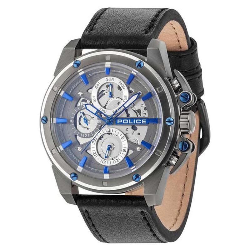 Buy Online Police Quartz Multifunction Grey Dial Leather Strap Watch ...