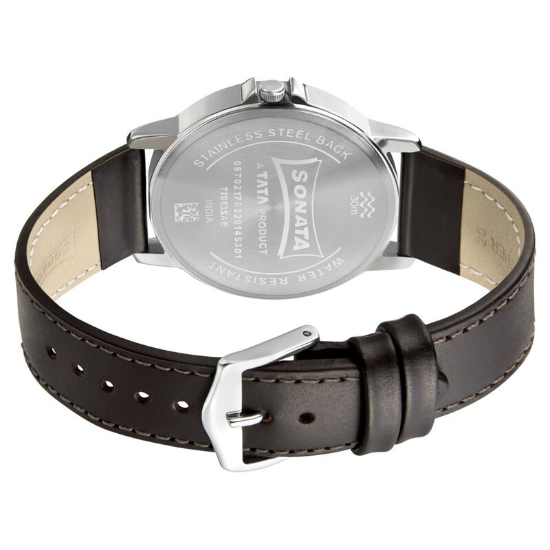 Buy Online Sonata Quartz Analog Grey Dial Leather Strap Watch for Men ...