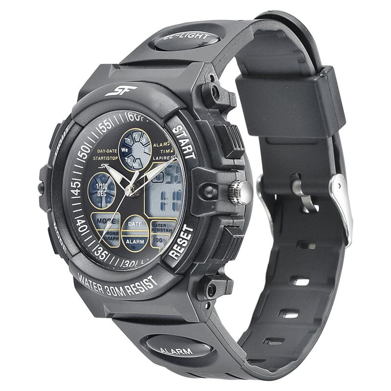 Buy Online SF Quartz Analog Digital Black Dial PU Strap Watch for Men ...