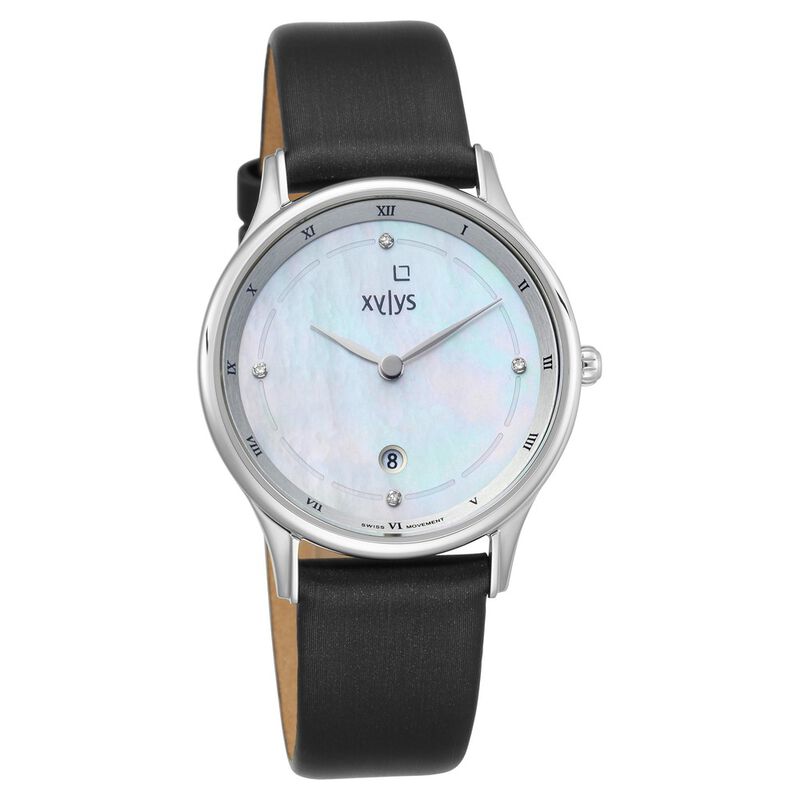 Buy Online Xylys Swiss Analog with Date Black Leather Strap Mother of ...
