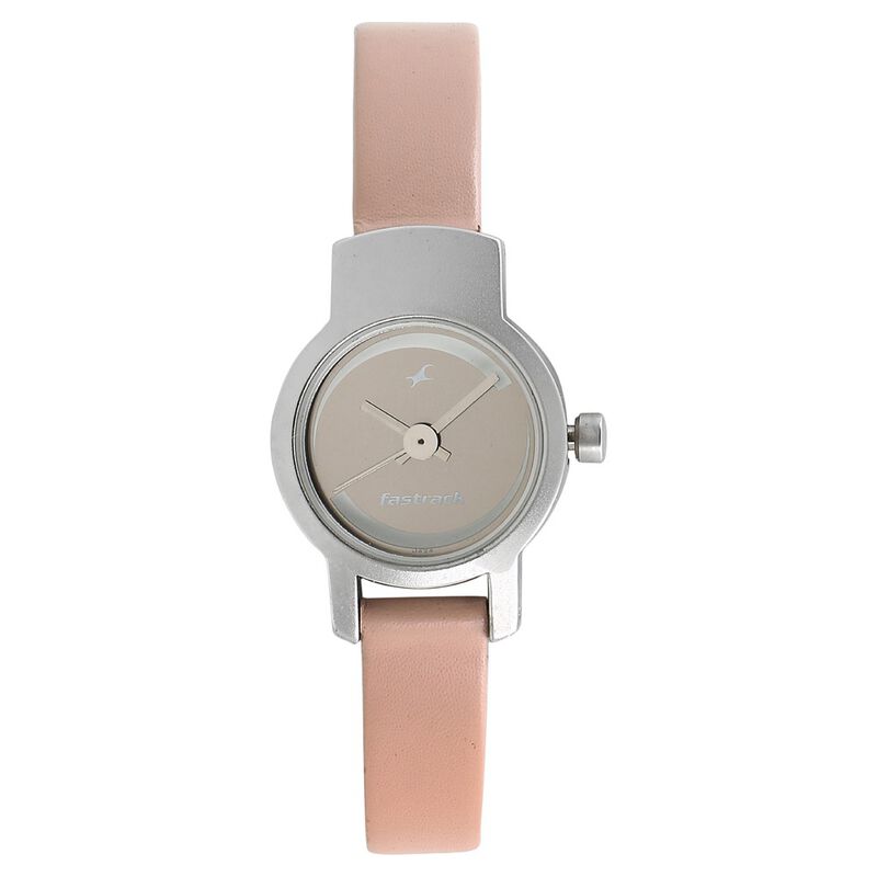 Buy Online Fastrack Quartz Analog Silver Dial Leather Strap Watch for ...