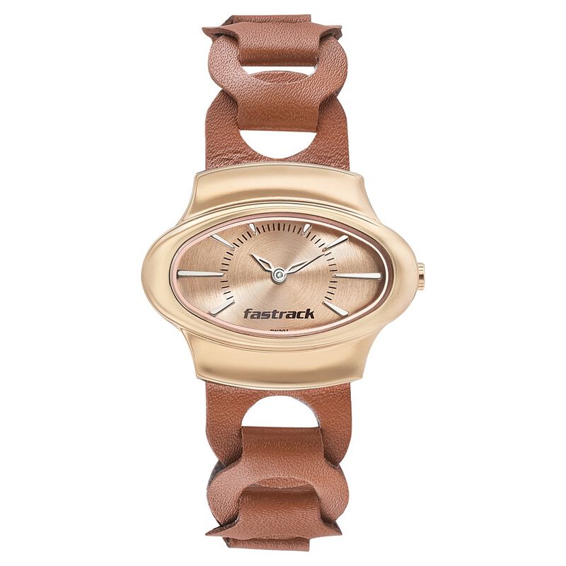 Buy Online Fastrack Hitlist Quartz Analog Rose Gold Dial Leather Strap ...