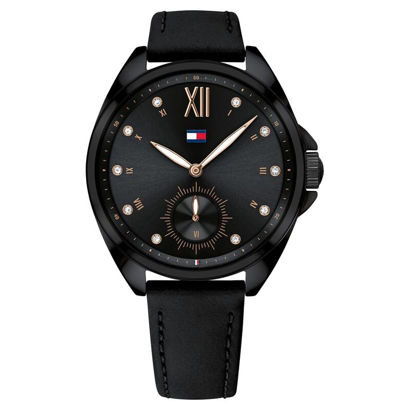 Buy Online Tommy Hilfiger Quartz Analog Black Dial Leather Strap Watch ...