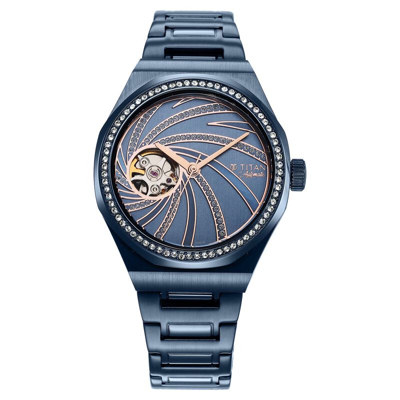 Buy Online Titan Unending Beauty Automatic Blue Dial Analog Stainless ...