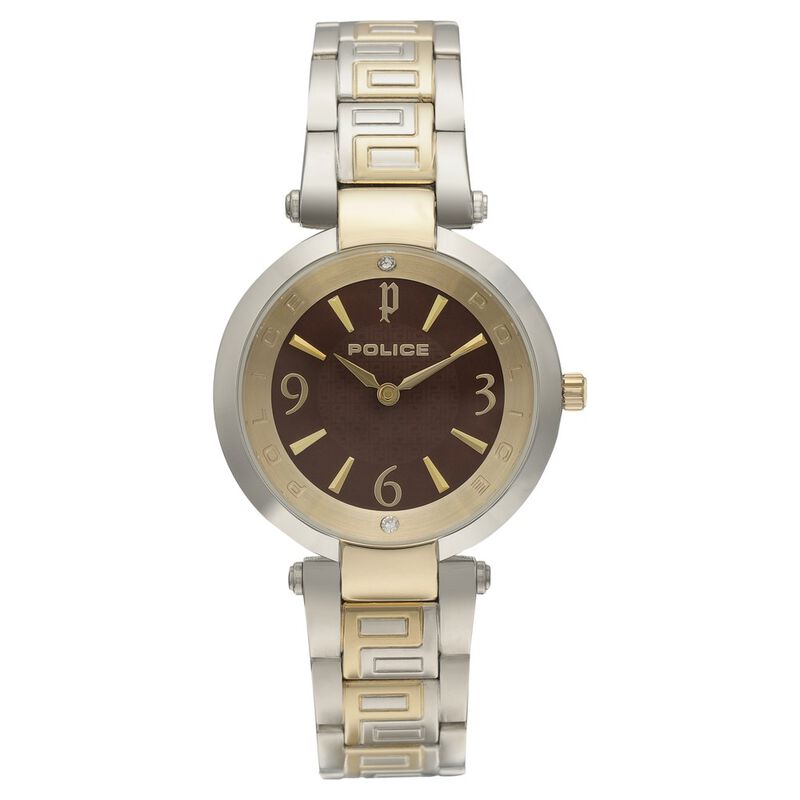Buy Online Police Quartz Analog Brown Dial Metal Strap Watch for Women ...