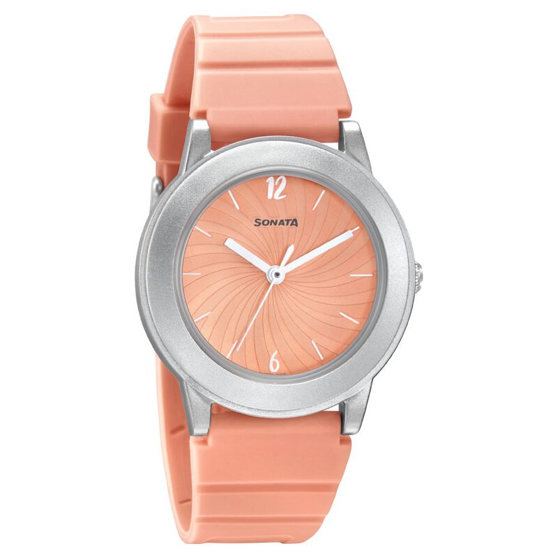 Buy Online Sonata Play Orange Dial Women Watch With Plastic Strap ...