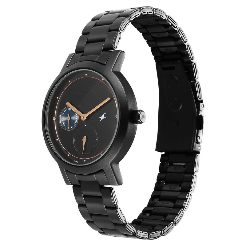 Buy Online Fastrack Tick Tock Quartz Analog Black Dial With Black ...