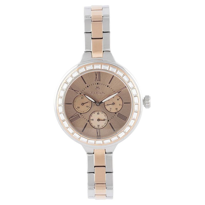 Buy Online Titan Quartz Analog Rose Gold Dial Metal Strap Watch for ...
