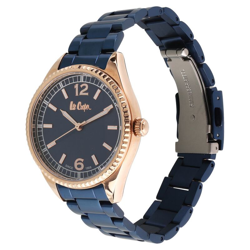 Buy Online Lee Cooper Quartz Analog Blue Dial Metal Strap Watch for ...